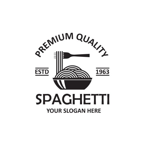 Pasta menu logo round linear spaghetti Royalty Free Vector