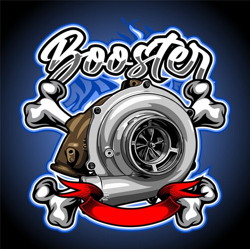 Outline turbo kit with blue color Royalty Free Vector Image