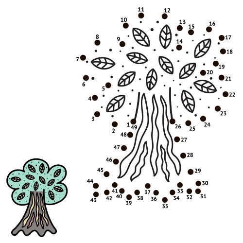 Dot to game for kids connect digits Royalty Free Vector