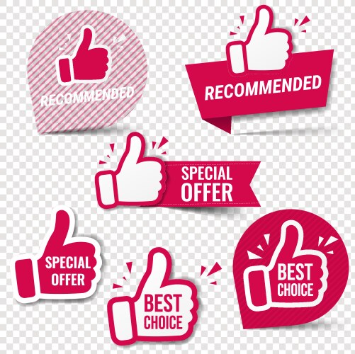 Hand banner recommended and best choice Royalty Free Vector