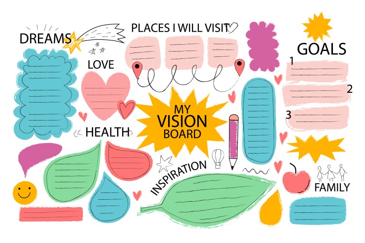 Hand drawn vision board Royalty Free Vector Image