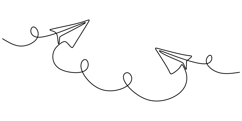 Continuous line drawing of paper airplane Vector Image