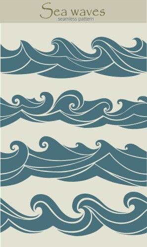 Set of seamless patterns with stylized waves Vector Image