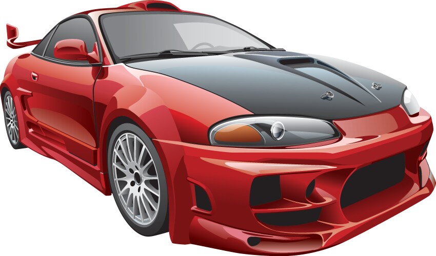 Red hot european style sports-car cartoon Vector Image