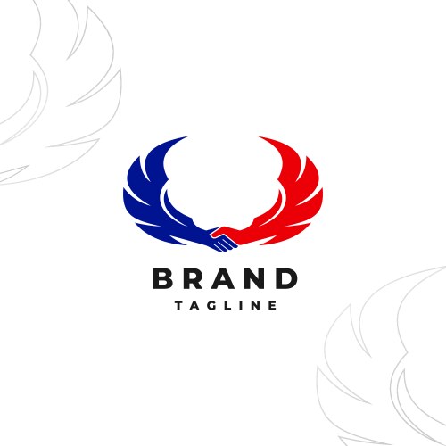 Two colored winged hands shaking logo design Vector Image