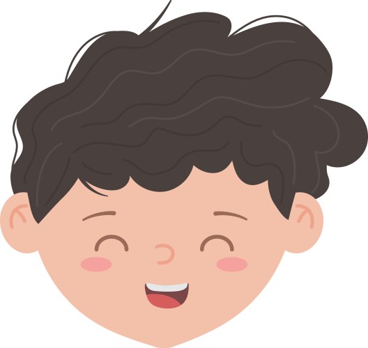 Young boy curly hair cartoon character flat icon Vector Image
