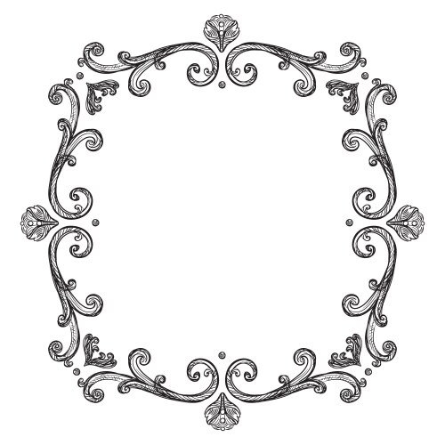 Hand drawing vintage baroque frame monochrome Vector Image