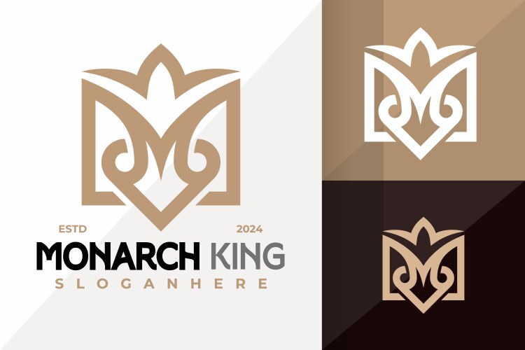 M letter crown heart logo icon design creative Vector Image