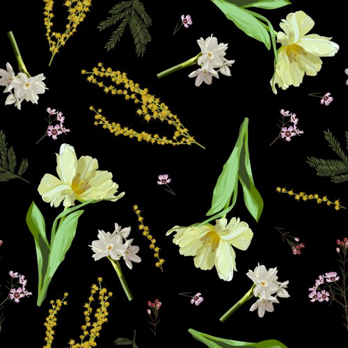 Floral seamless spring flowers pattern Royalty Free Vector