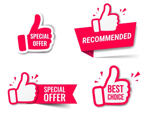 Hand banner recommended and best choice Royalty Free Vector