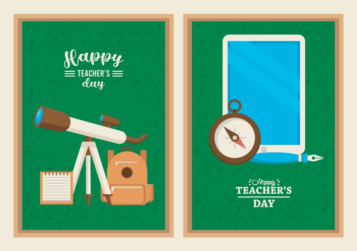 Happy teachers day card with teacher and boy Vector Image