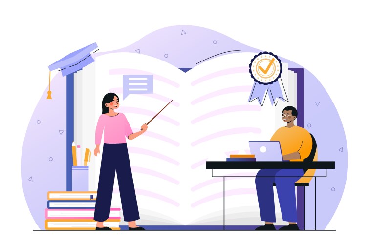 Math teacher teaching in classroom Royalty Free Vector Image