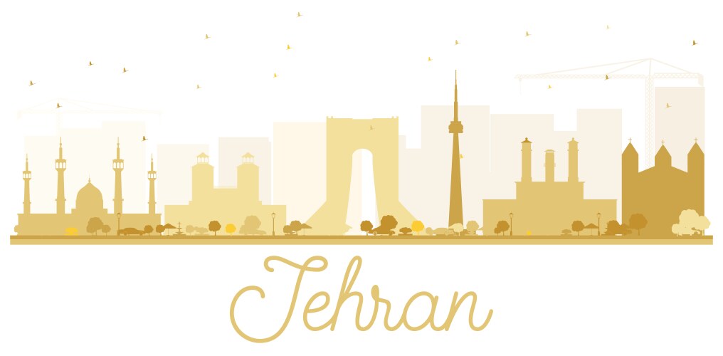 Tehran skyline iran drawn linear art sketch Vector Image