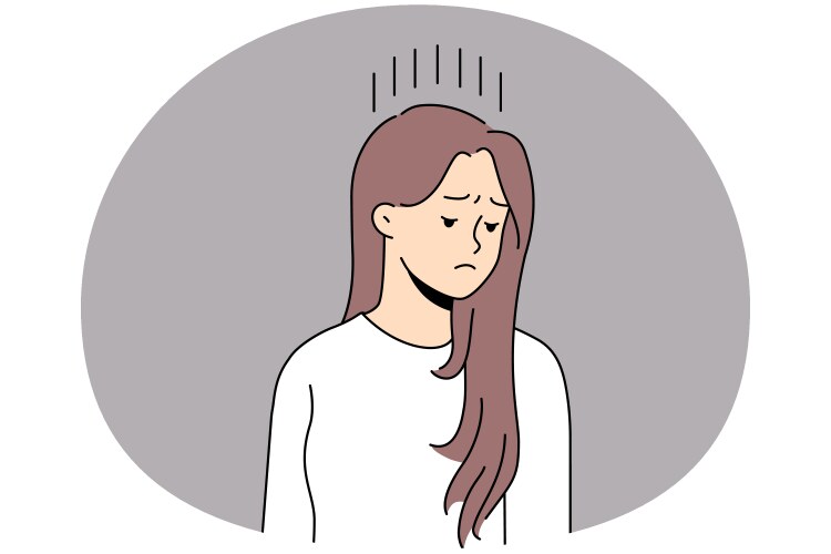 Hands Stretched To Anxious Woman Having Panic Vector Image