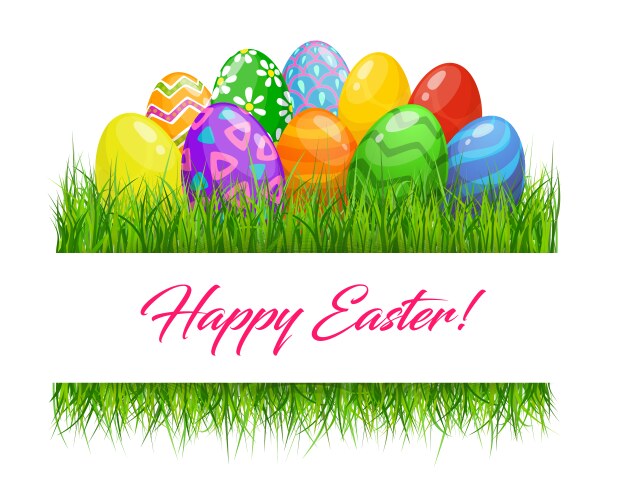 Green grass with easter eggs Royalty Free Vector Image