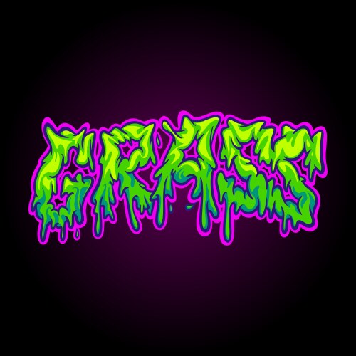 Weed 420 word melted hand lettering text Vector Image