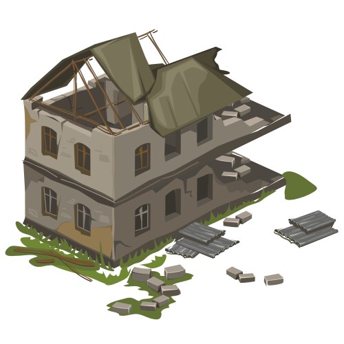 Destroyed demolished building Royalty Free Vector Image