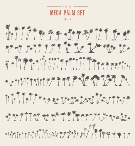 Tree line up silhouette set collection Royalty Free Vector