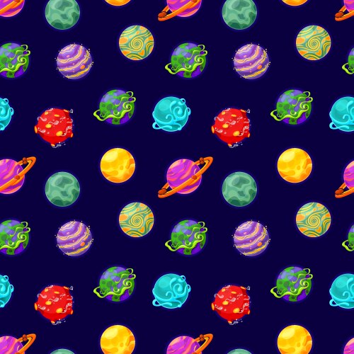 Bright cartoon planets of solar system on deep Vector Image