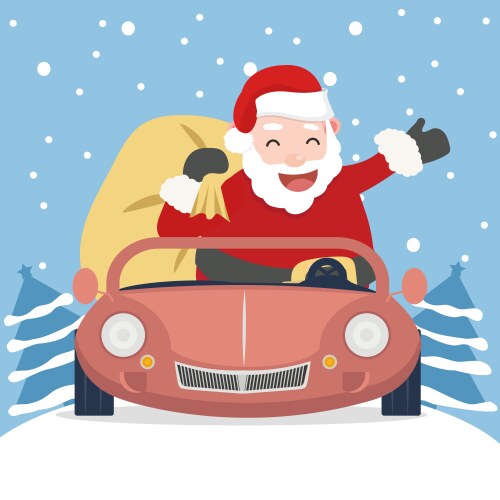 Santa claus driving a car Royalty Free Vector Image