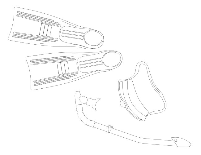 Scuba diving outline from black lines isolated Vector Image