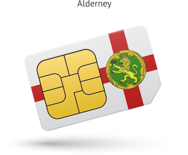 Aruba mobile phone sim card with flag Royalty Free Vector