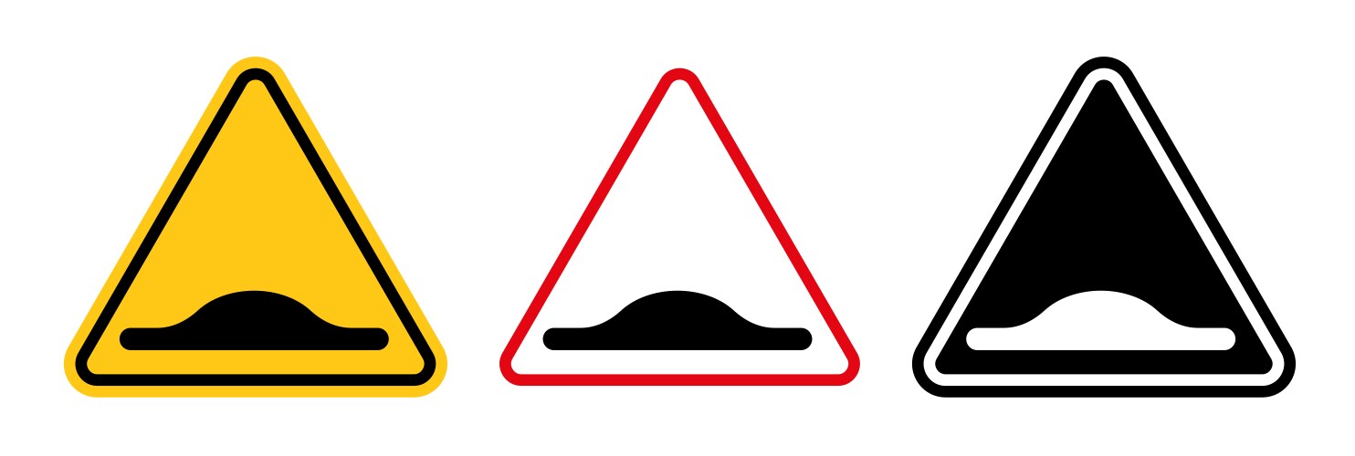 Caution speed ramps sign icon set warning Vector Image