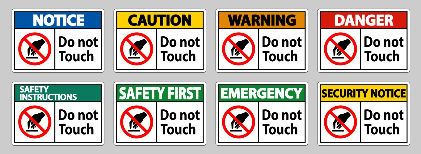 Warning do not touch symbol sign isolate on white Vector Image