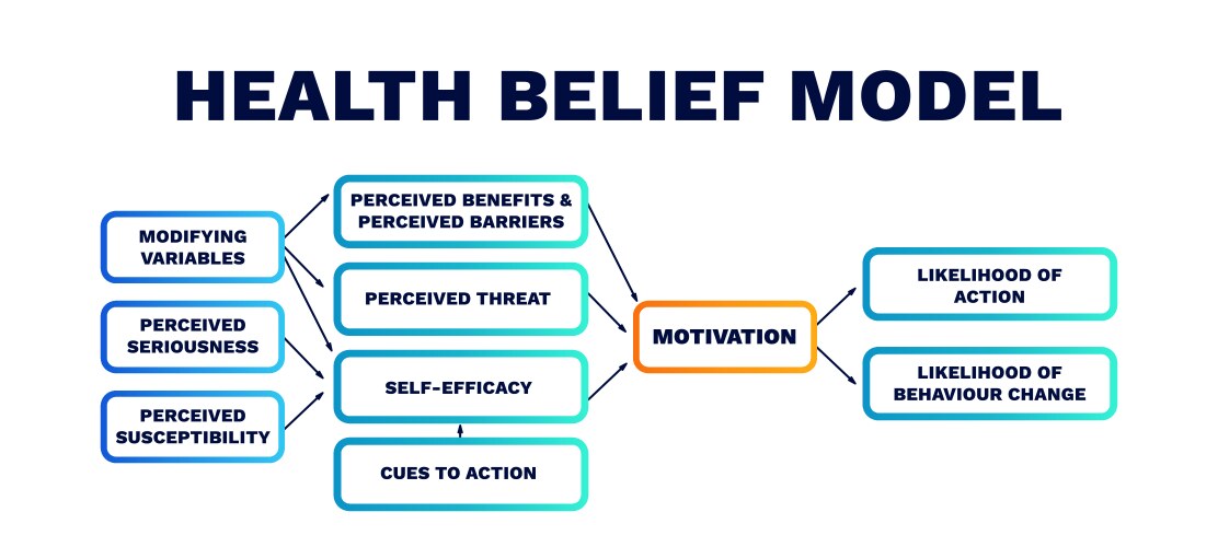 Health belief model graph motivation Royalty Free Vector
