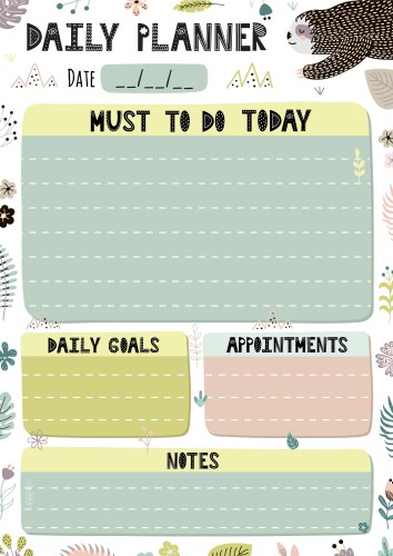 Daily planner to do list note paper Royalty Free Vector