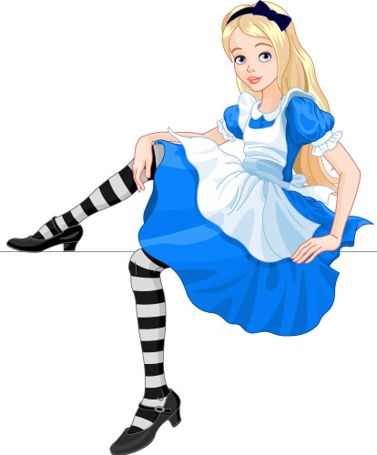 Alice holds sign Royalty Free Vector Image - VectorStock