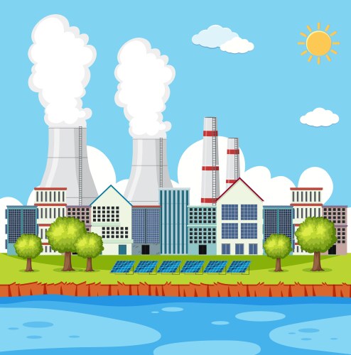 Factory chimney icon cartoon style Royalty Free Vector Image