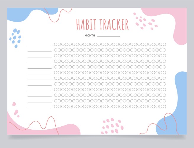 Behavioral habit tracker worksheet design template
