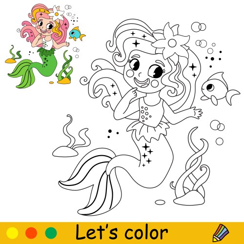 Kids coloring cute happy sea fish Royalty Free Vector Image