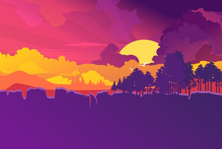 Cartoon evening sky sunset or morning landscape Vector Image