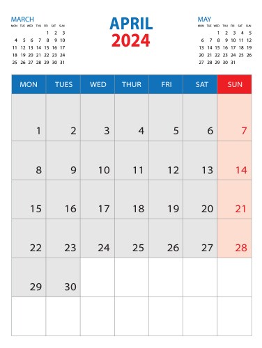 April 2024 Calendar Vector Images (over 3,000)