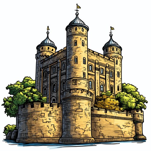 Tower bridge hand-drawn comic Royalty Free Vector Image