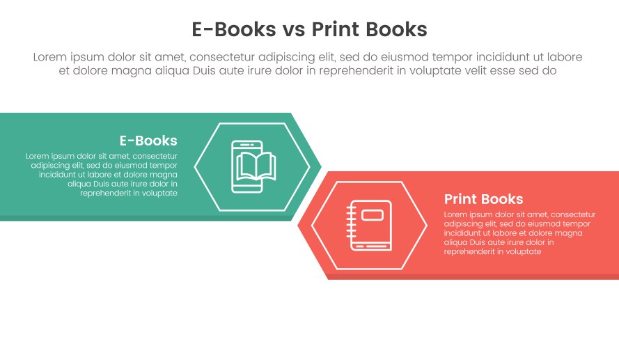 Ebook vs physical book comparison concept Vector Image