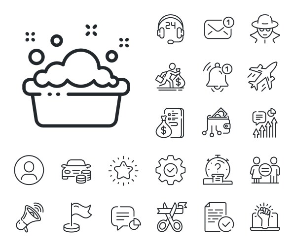 Hand washing line icon laundry service sign Vector Image