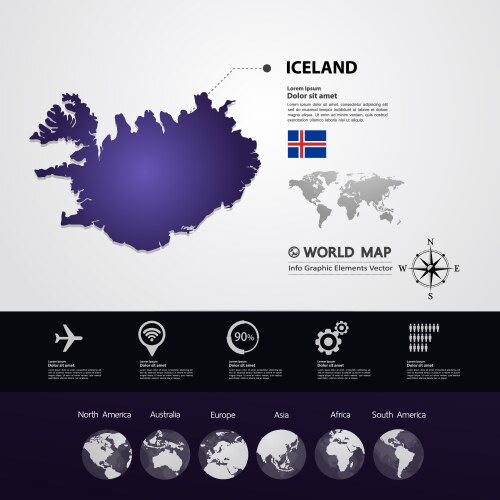 Iceland map Royalty Free Vector Image - VectorStock