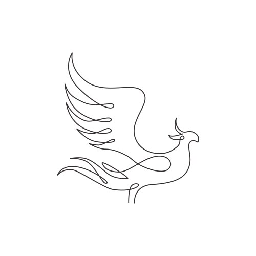 One single line drawing luxury phoenix bird Vector Image