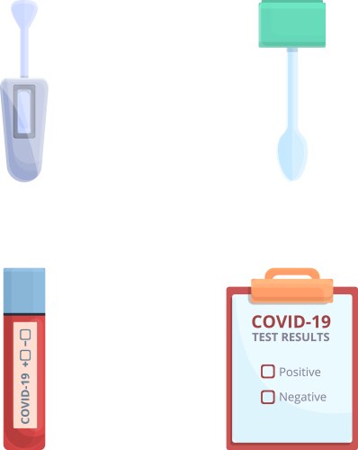 Pcr test icons set cartoon equipment Royalty Free Vector