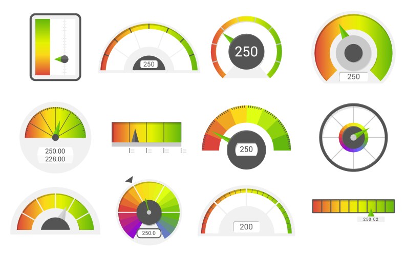 Credit score indicators speedometer goods gauge Vector Image