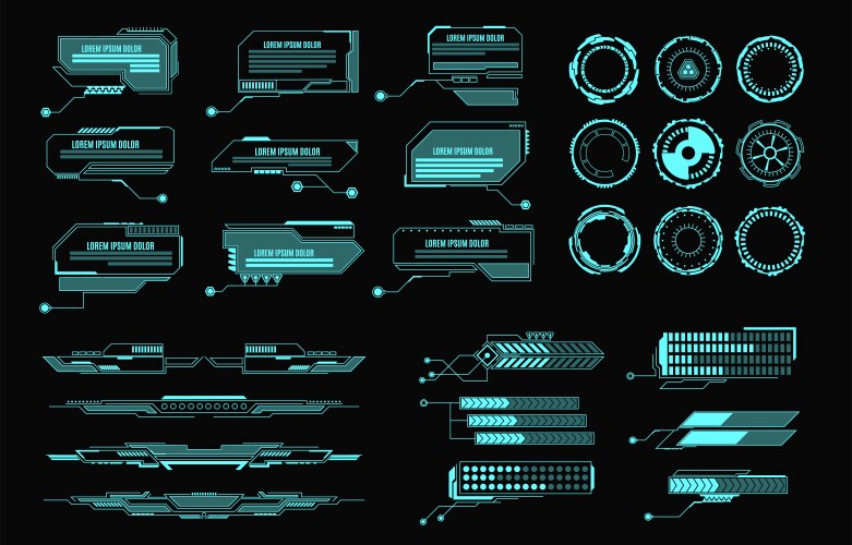 Hud futuristic info boxes and interface borders Vector Image