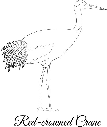 Blue crane bird outline Royalty Free Vector Image