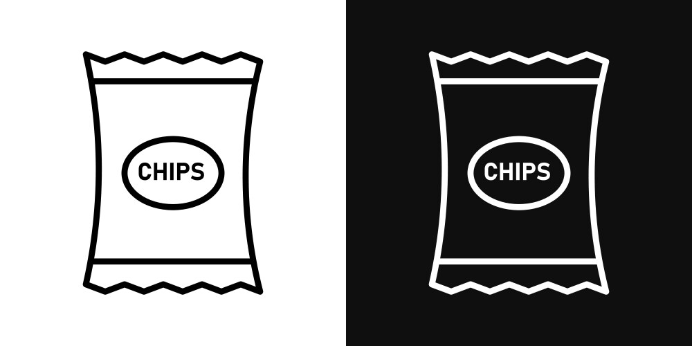 Chips packet icon set snack potato bag Royalty Free Vector