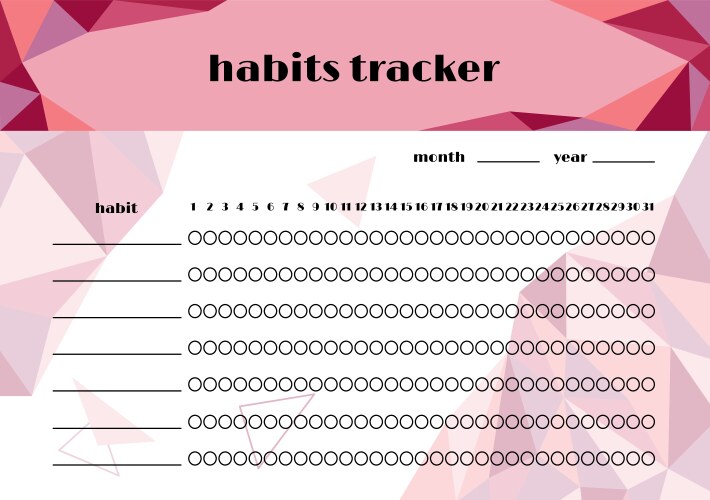 Habits tracker printable template monthly Vector Image