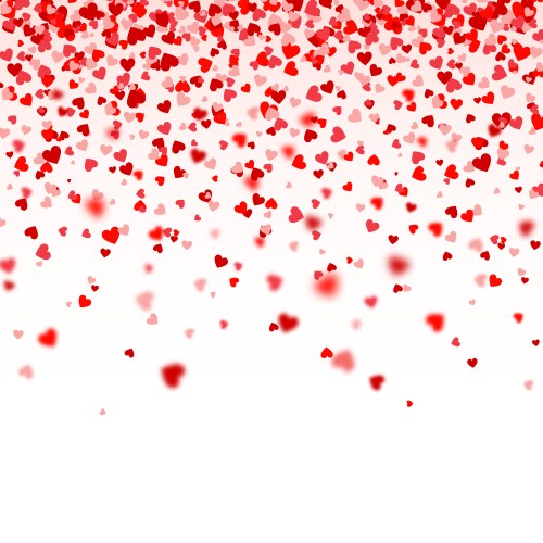 Valentines day falling red hearts on white Vector Image