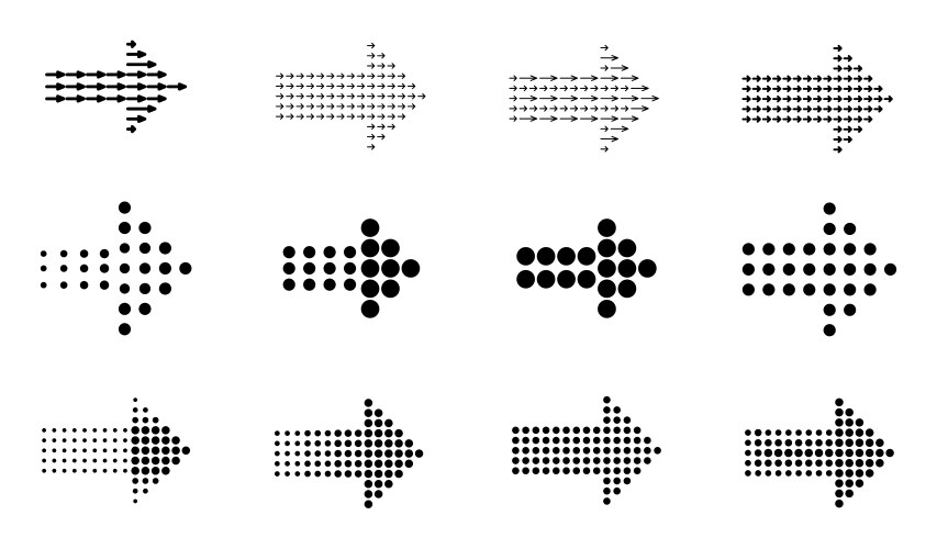 Dots arrow icon set halftone arrows Royalty Free Vector