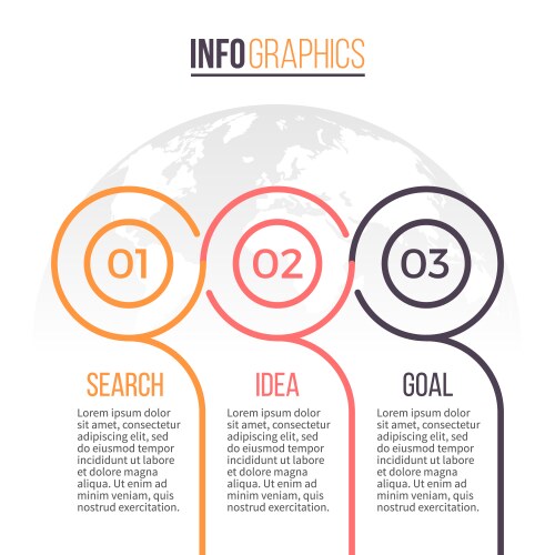 Business infographics timeline with 3 steps Vector Image